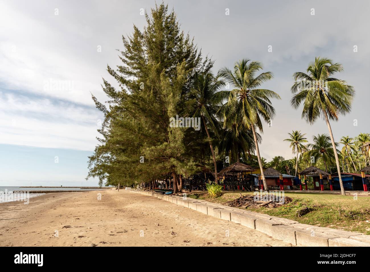 Labuan, Malaysia-June 06, 2021: beach View of the city of Labuan island ...