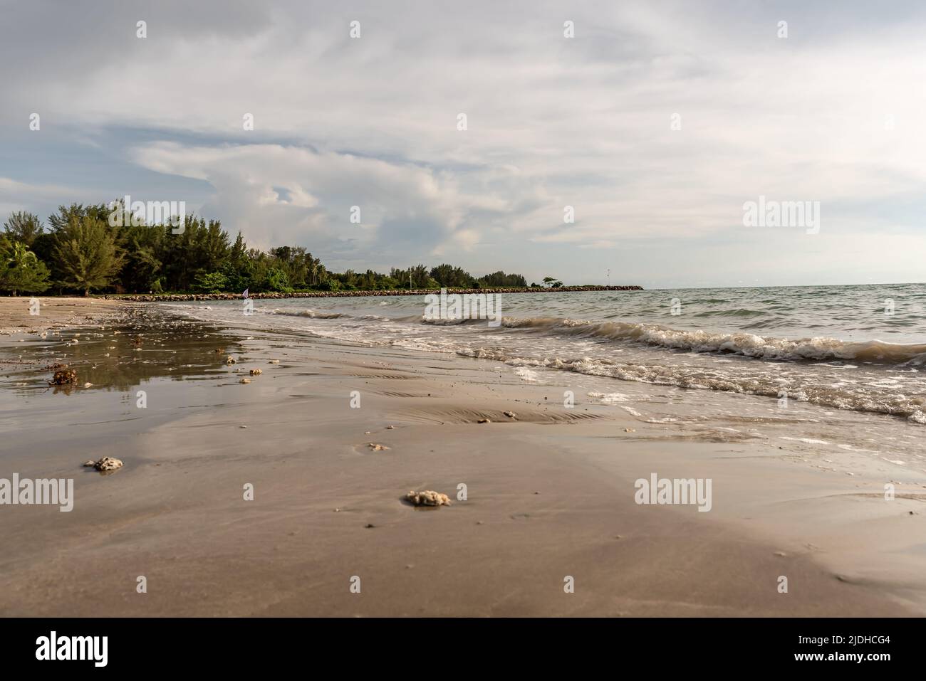 Labuan, Malaysia-June 06, 2021: beach View of the city of Labuan island ...