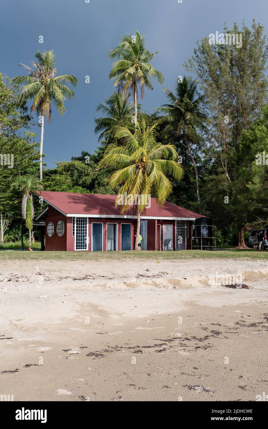 Labuan, Malaysia-June 06, 2021: beach View of the city of Labuan island ...
