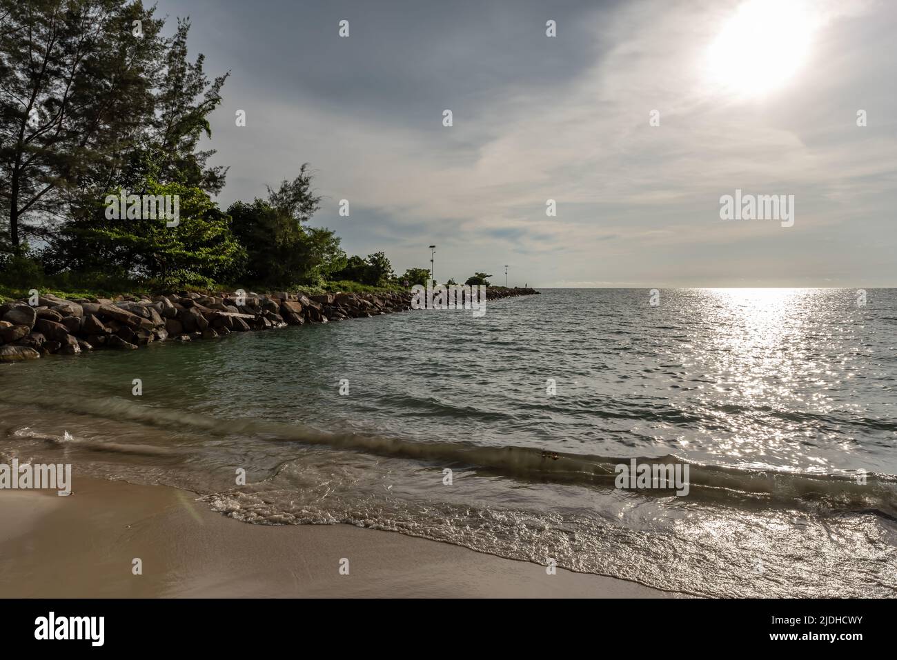 Labuan, Malaysia-June 06, 2021: beach View of the city of Labuan island ...