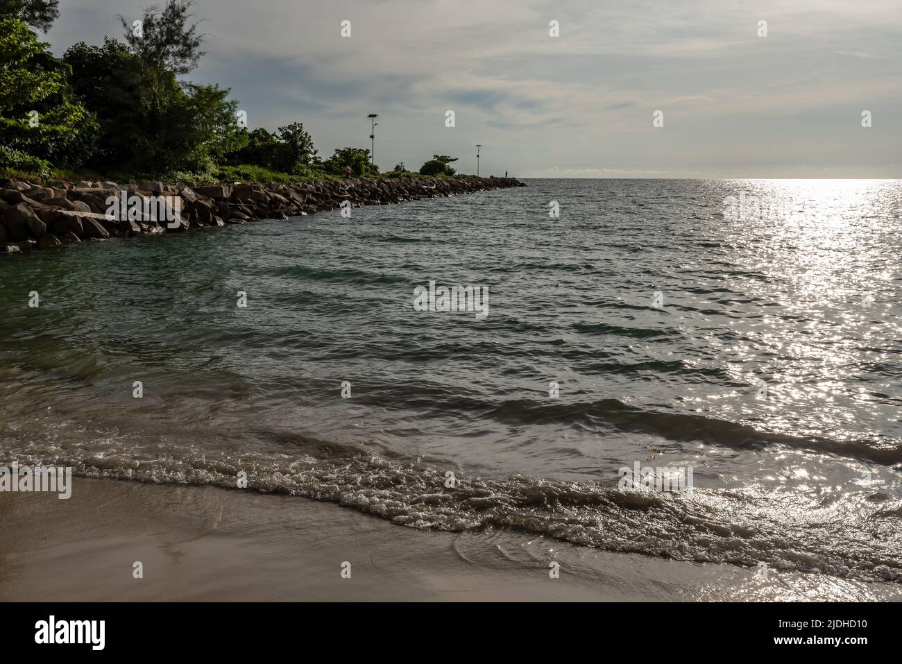 Labuan, Malaysia-June 06, 2021: beach View of the city of Labuan island ...