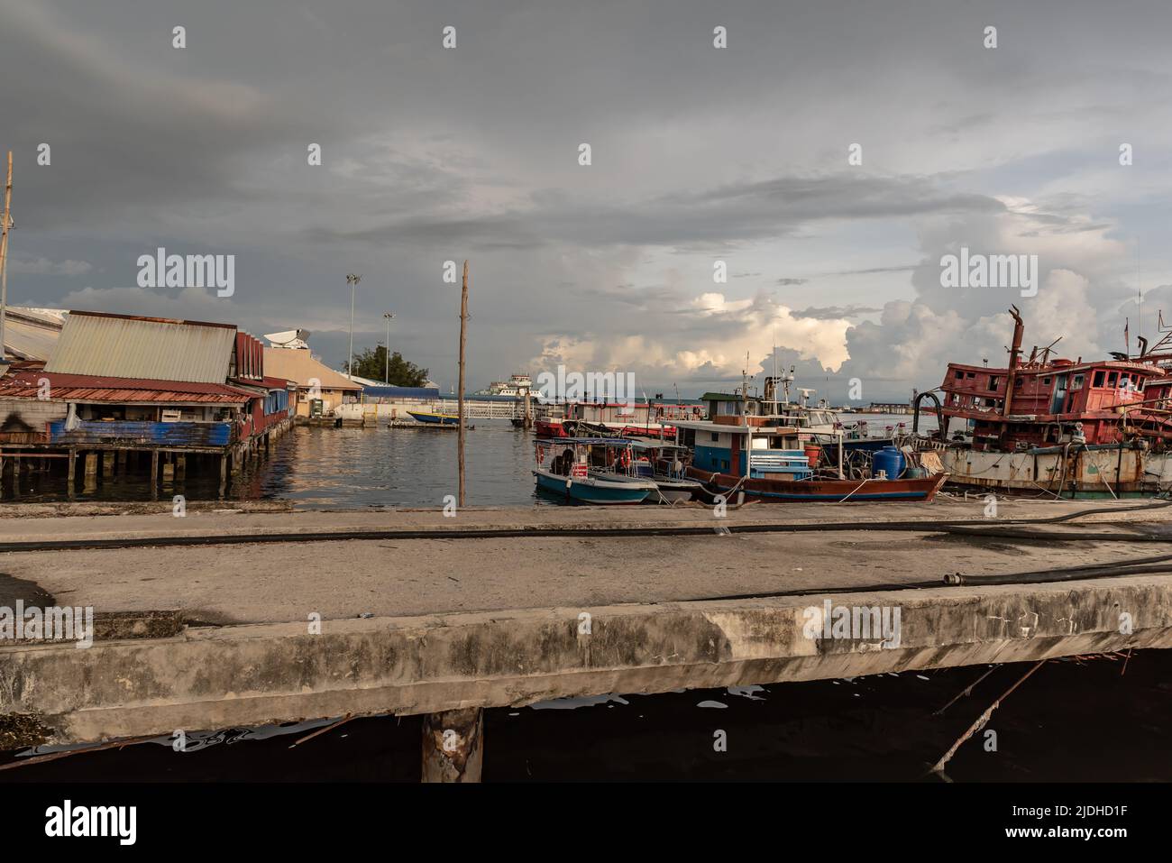 Labuan, Malaysia-June 06, 2021: beach View of the city of Labuan island ...