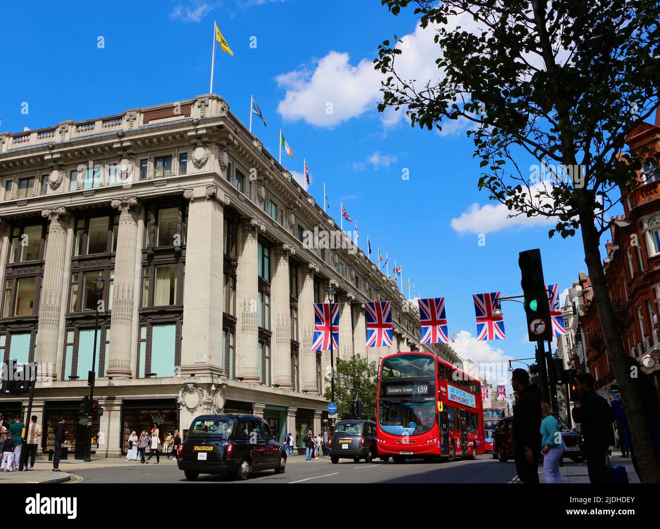 View along Oxford Street London England UK near famous department store ...