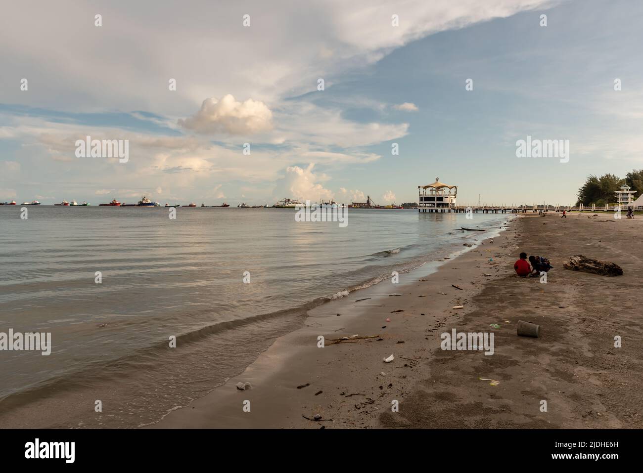 Labuan, Malaysia-June 06, 2021: beach View of the city of Labuan island ...