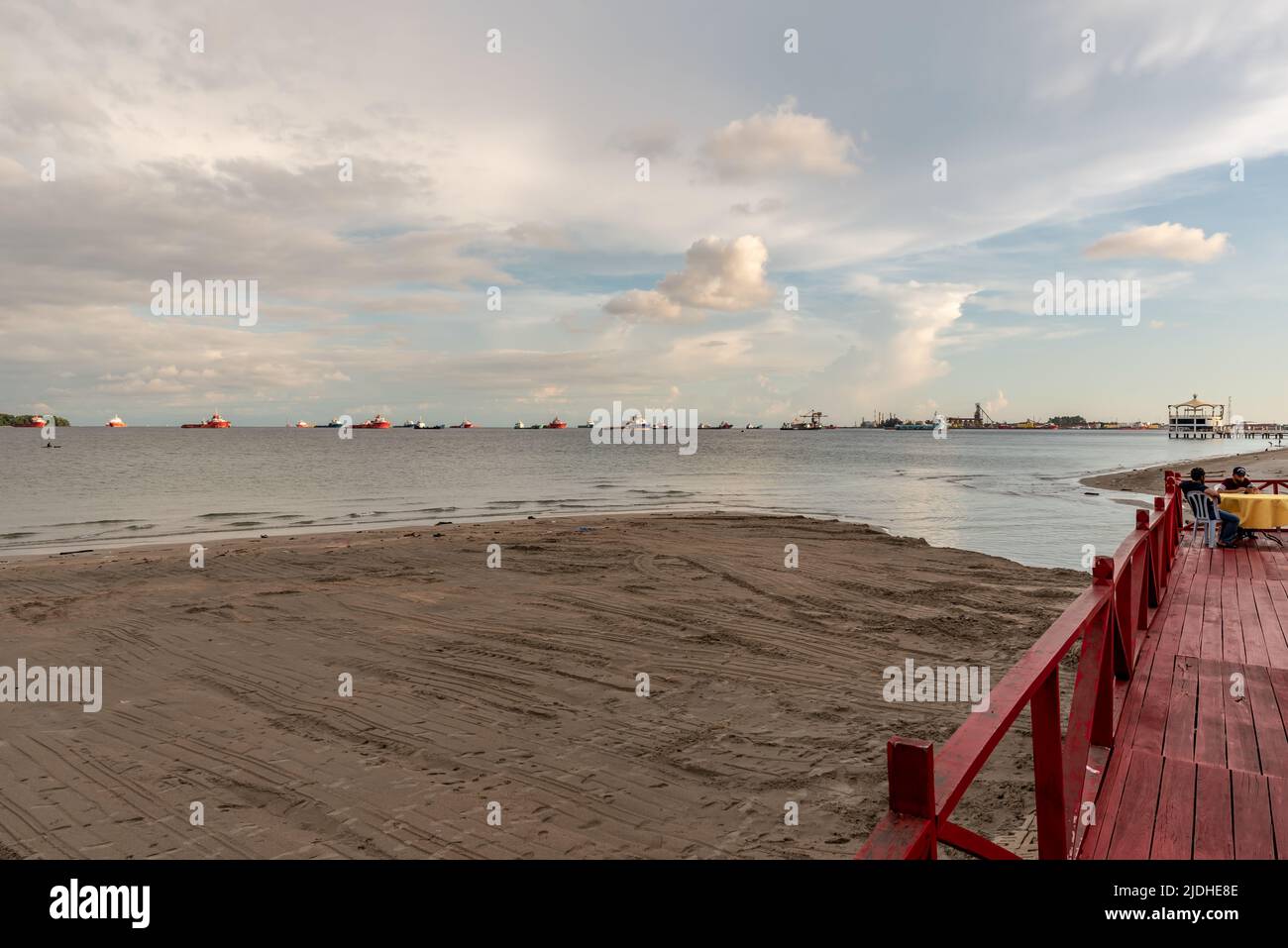 Labuan, Malaysia-June 06, 2021: beach View of the city of Labuan island ...