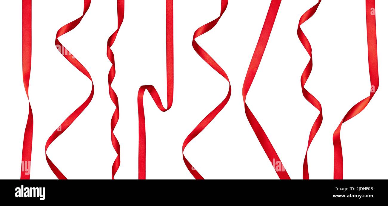 collection of various red ribbon pieces on white background. each one ...