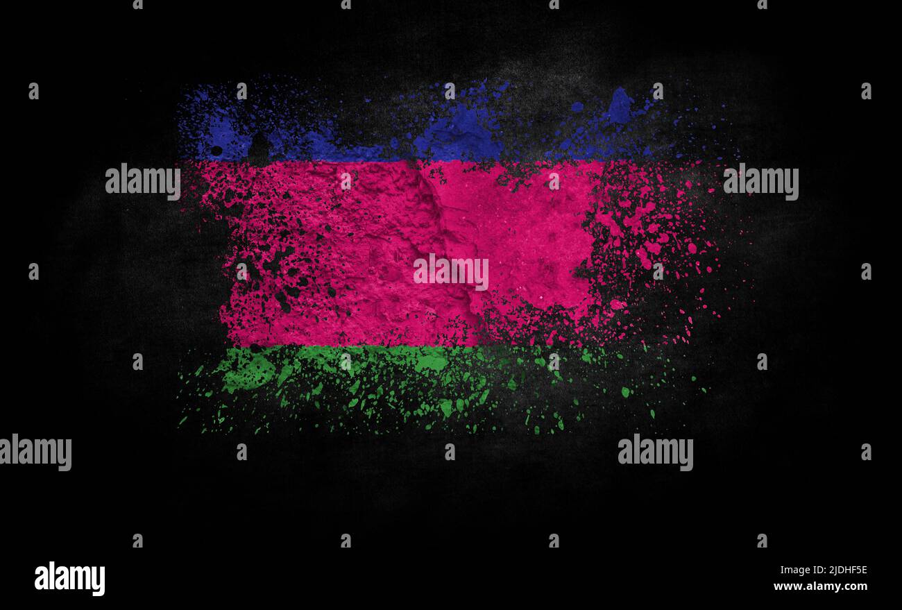 brush painted flag of Kuban peoples republic isolated on black ...