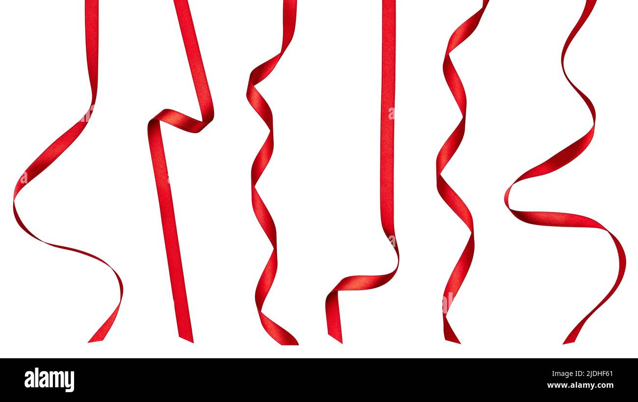 collection of various red ribbon pieces on white background. each one ...