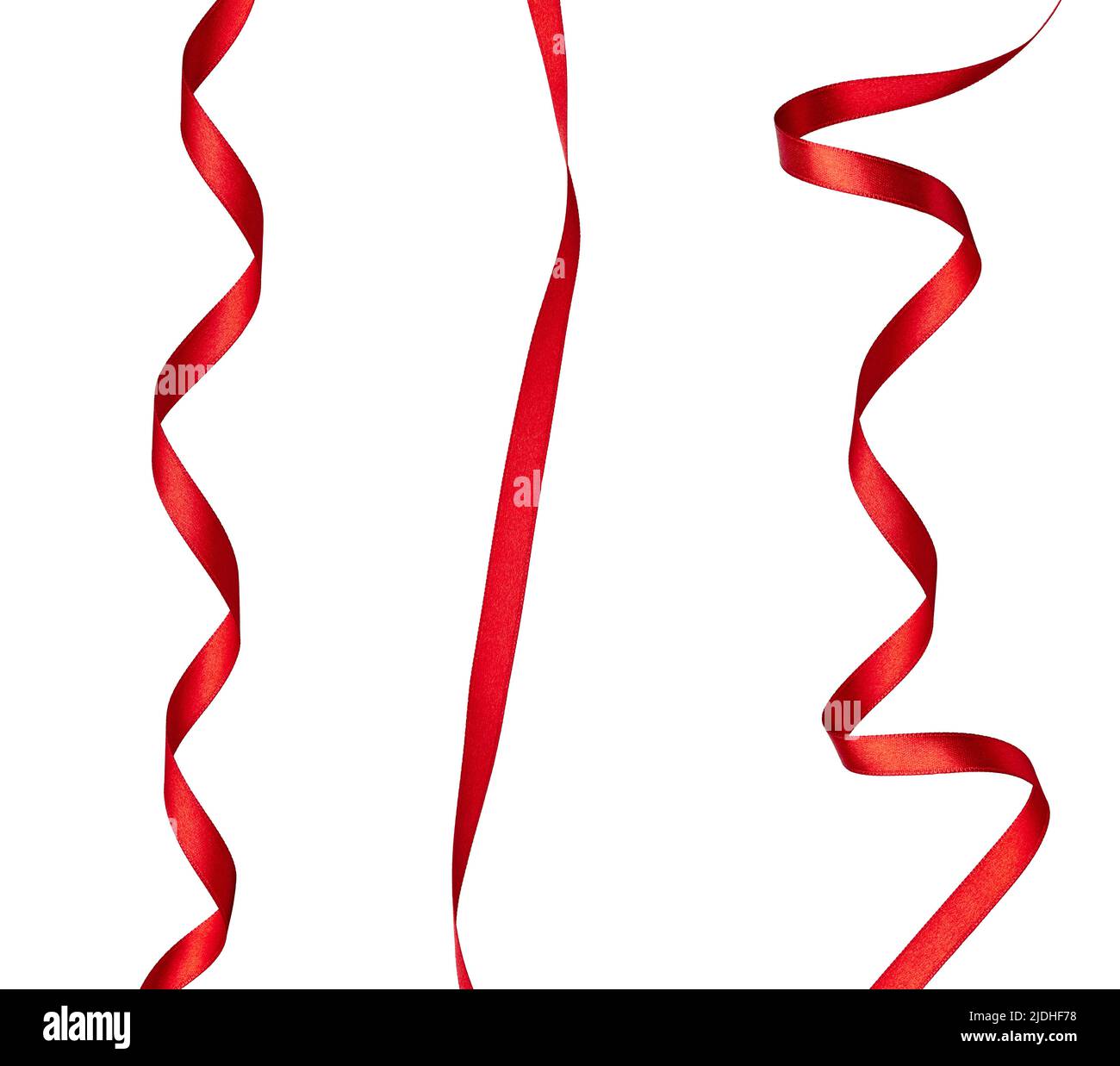 collection of various red ribbon pieces on white background. each one ...