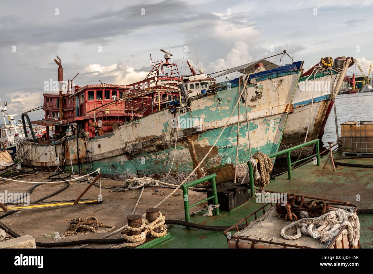 Labuan, Malaysia-June 06, 2021: beach View of the city of Labuan island ...