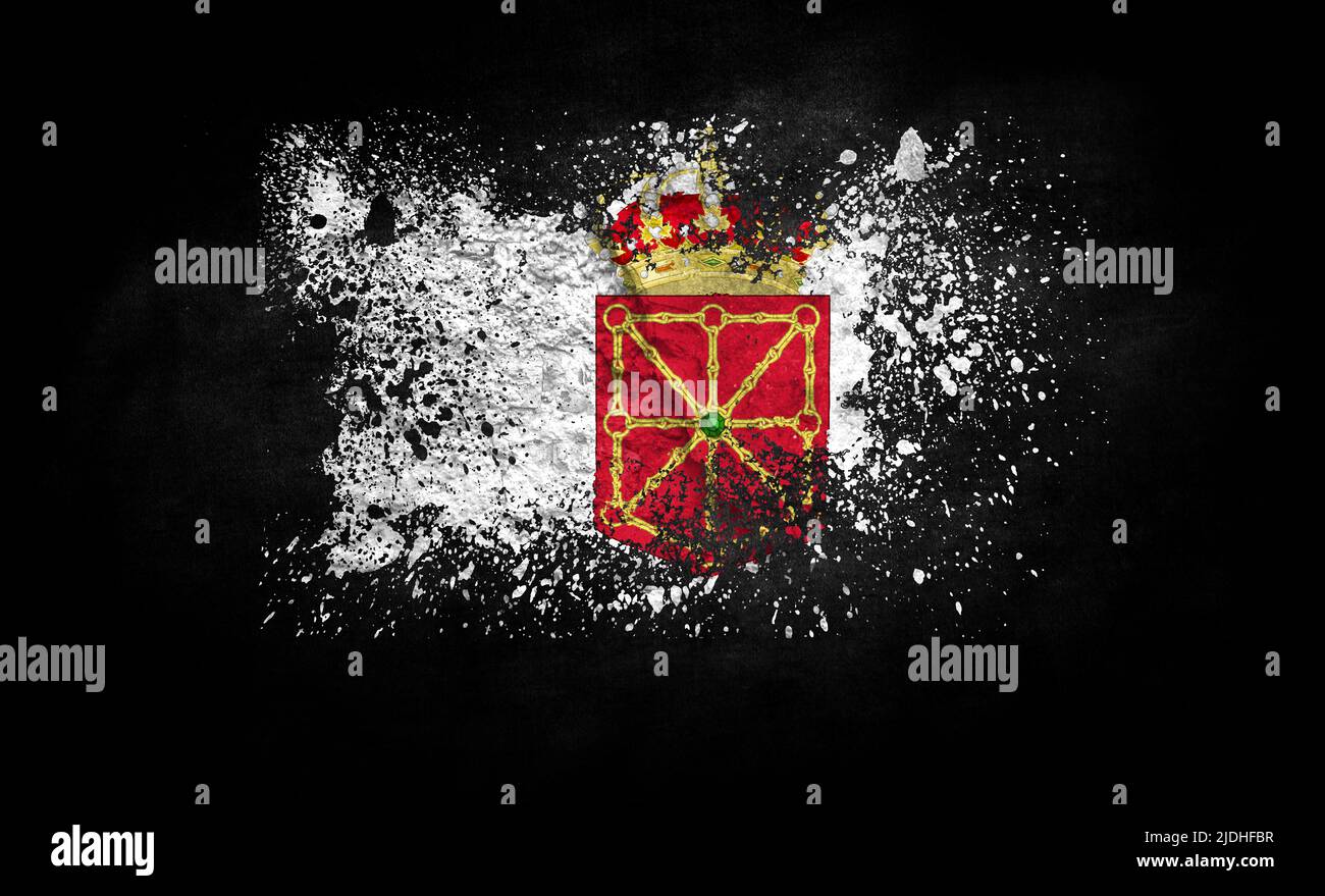 brush painted flag of Navarra coat of arms isolated on black background ...