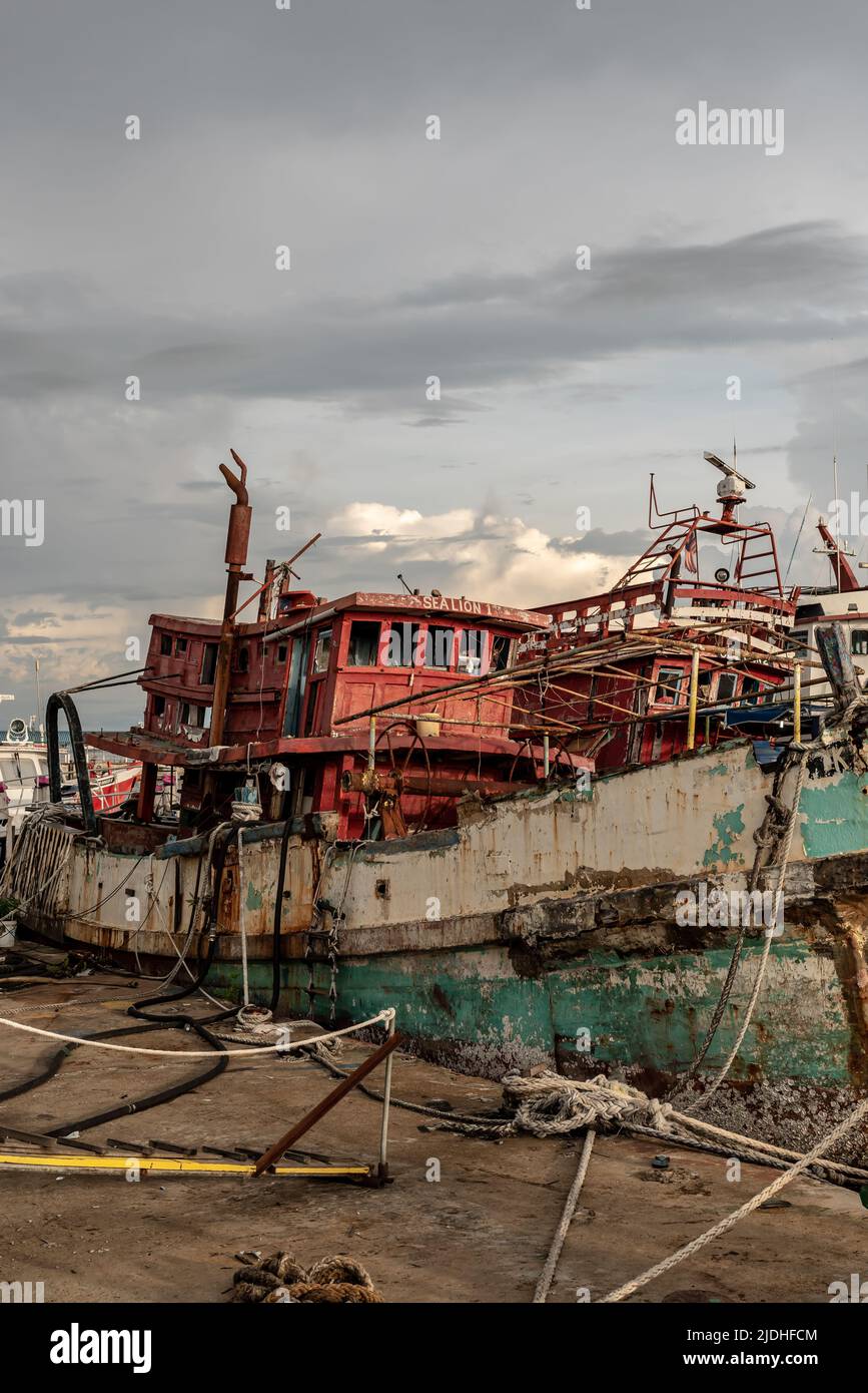 Labuan, Malaysia-June 06, 2021: beach View of the city of Labuan island ...