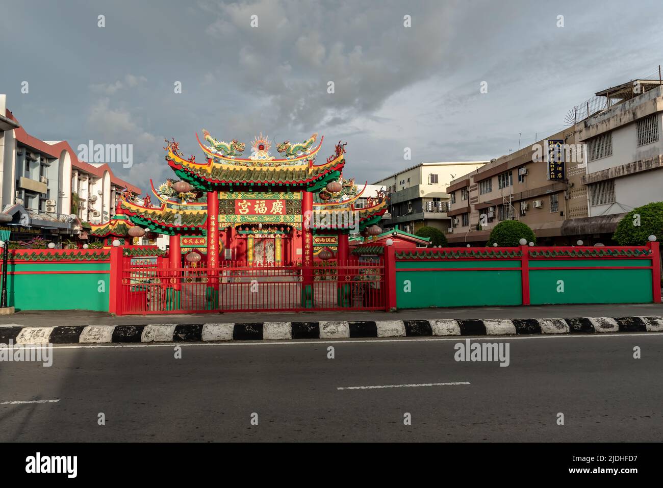 Labuan, Malaysia-June 06, 2021: View of the street in center of the ...
