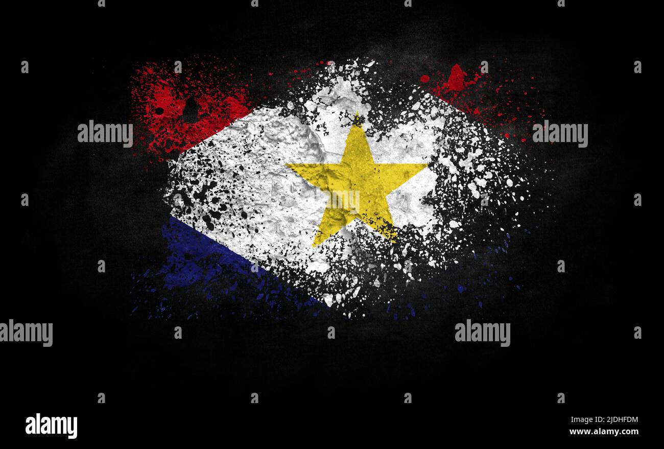 brush painted flag of Saba isolated on black background Stock Photo - Alamy
