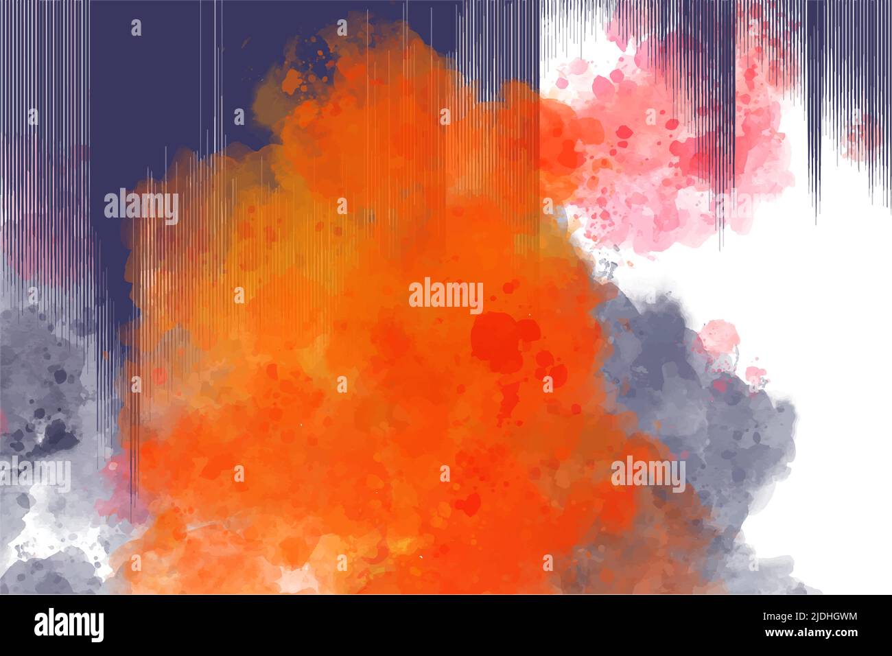 Blue-orange watercolor background on a white canvas, minimalist ...