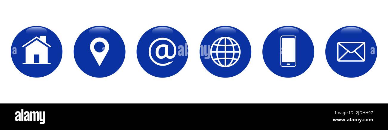 Contact icon set. Glossy 3D style communication button vector ...