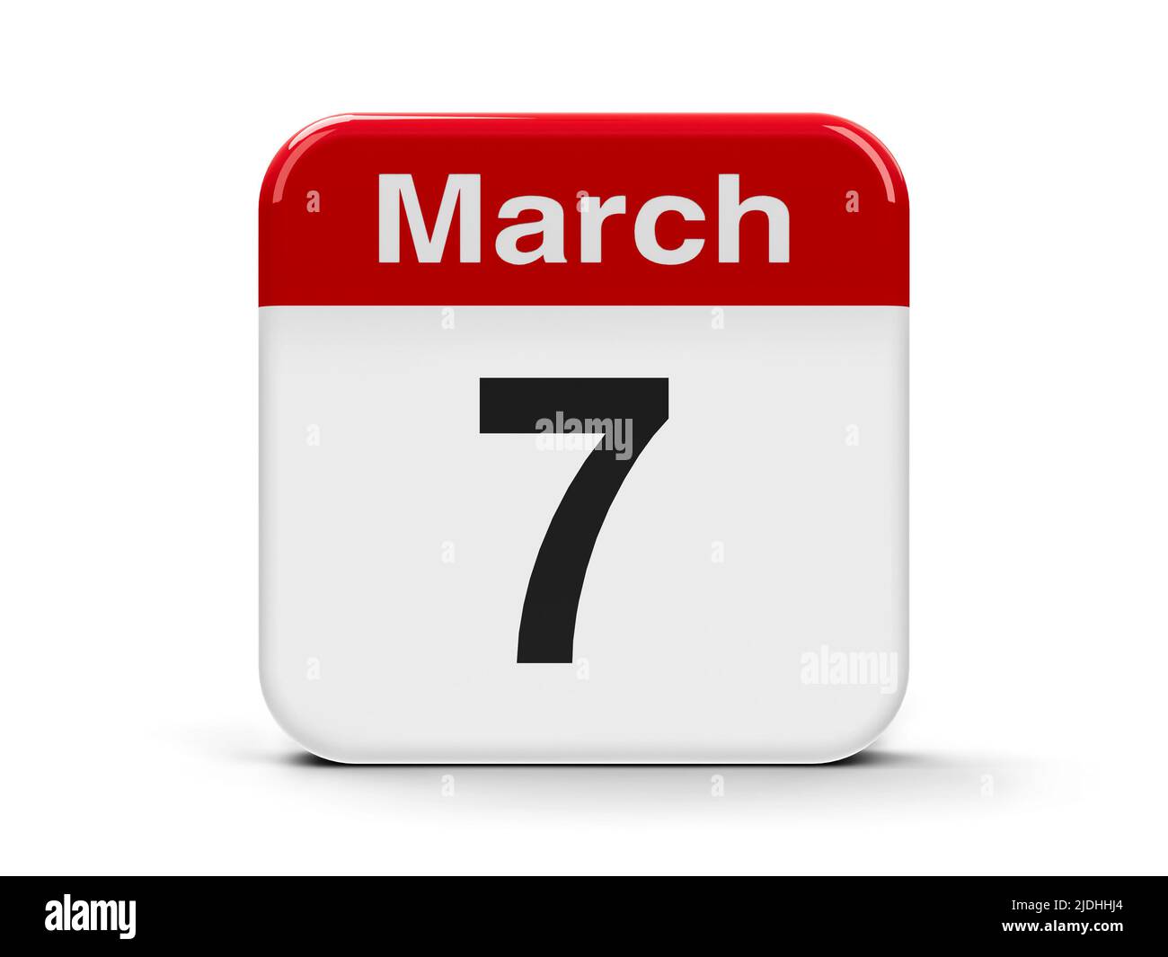 Calendar web button - The Seventh of March, three-dimensional rendering ...