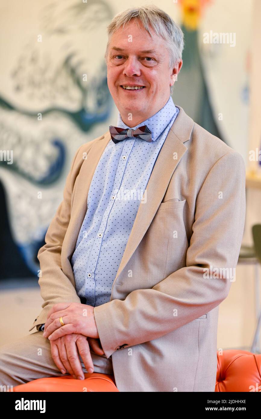 Etterbeek, Brussels, 21 June 2022. New VUB rector Jan Danckaert poses ...
