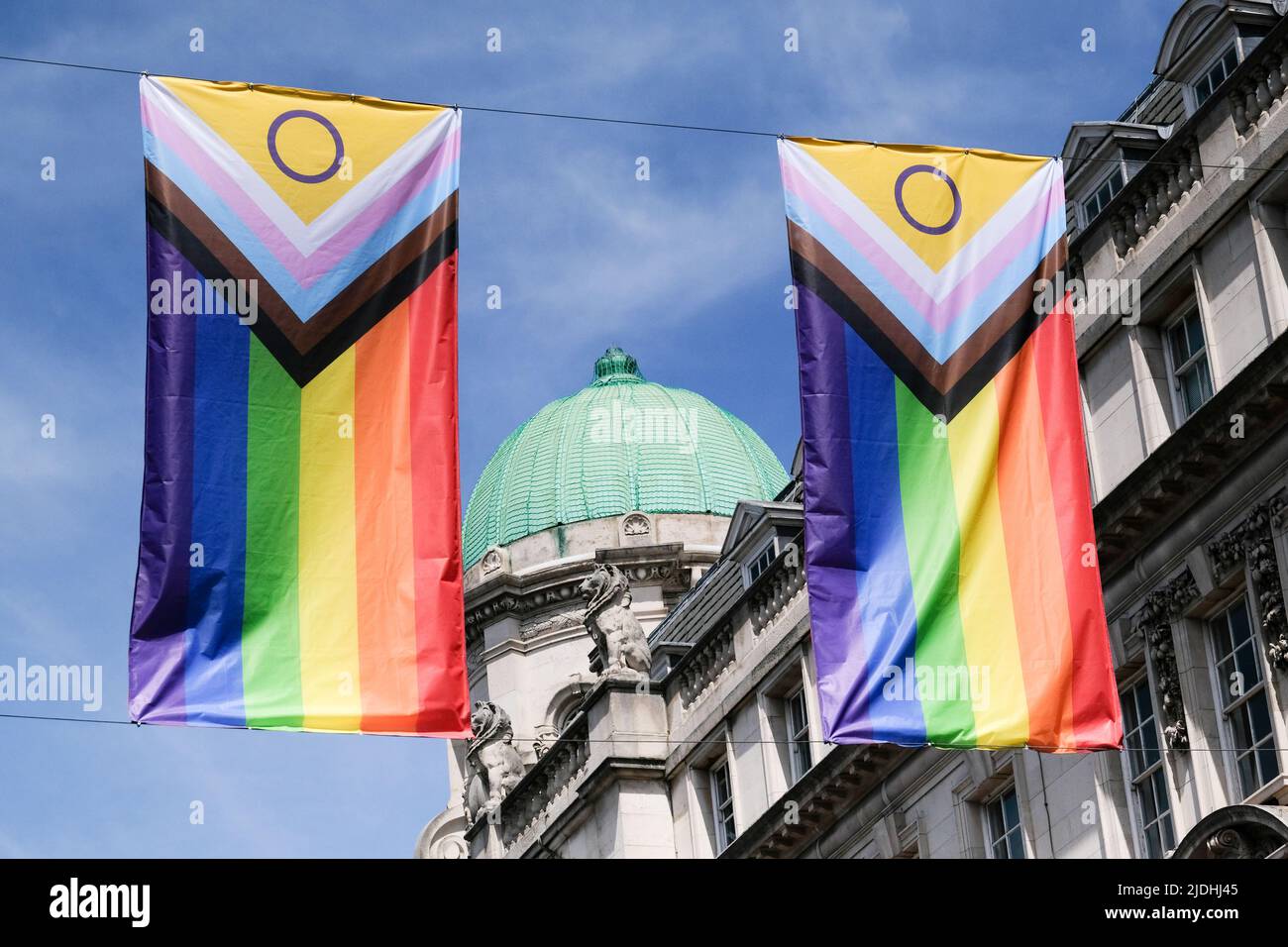 Regent Street, London, UK. 21st June 2022. Pride flags on London's ...