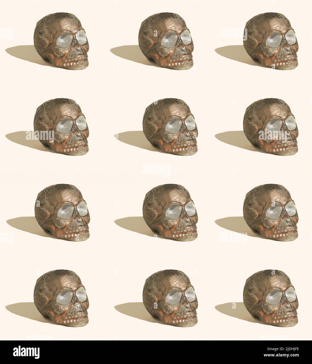 Pattern made of brown skulls on beige background. Spooky Halloween or ...