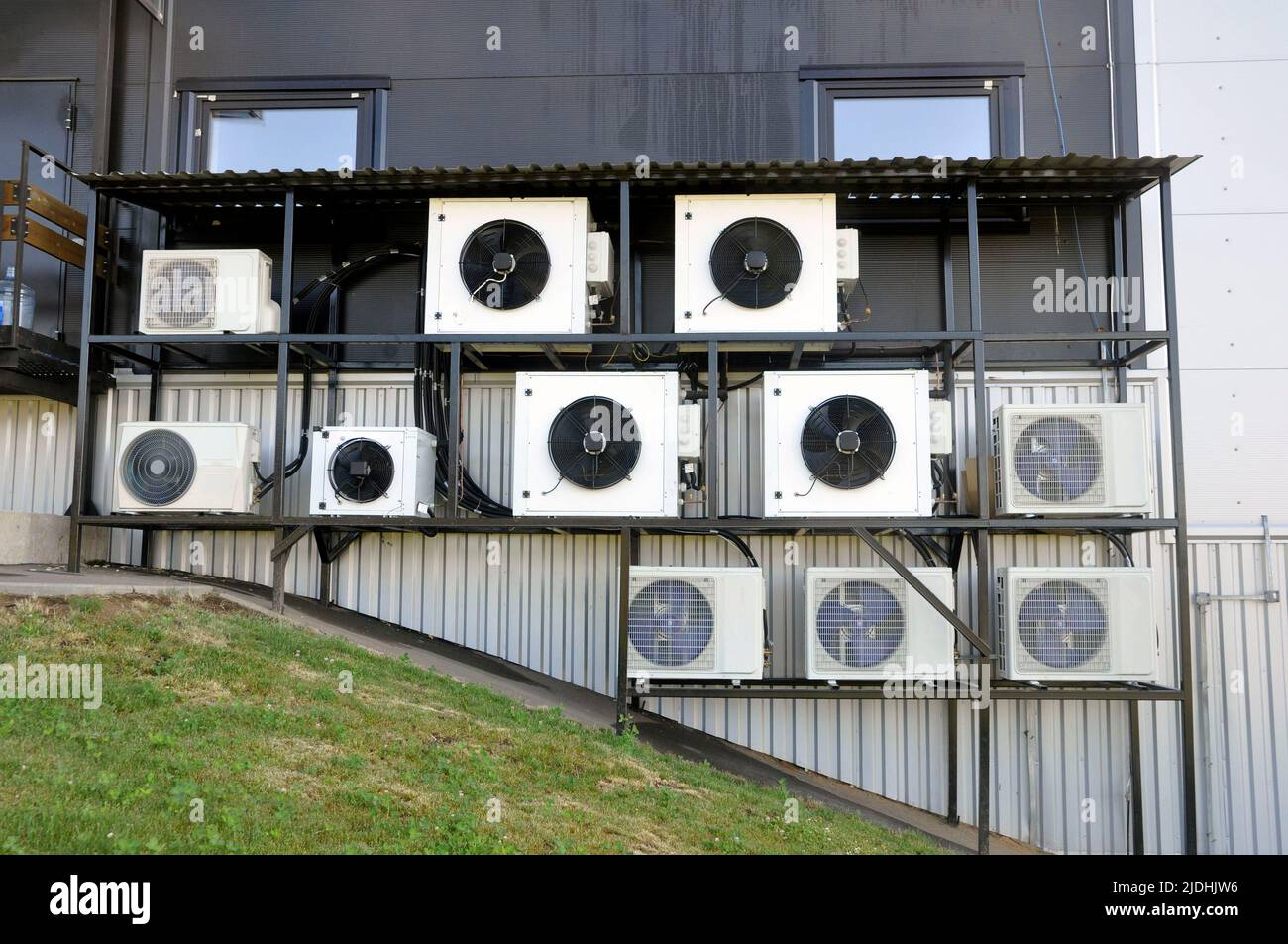 Air conditioning and heat pump. Split system on the wall of a modern ...