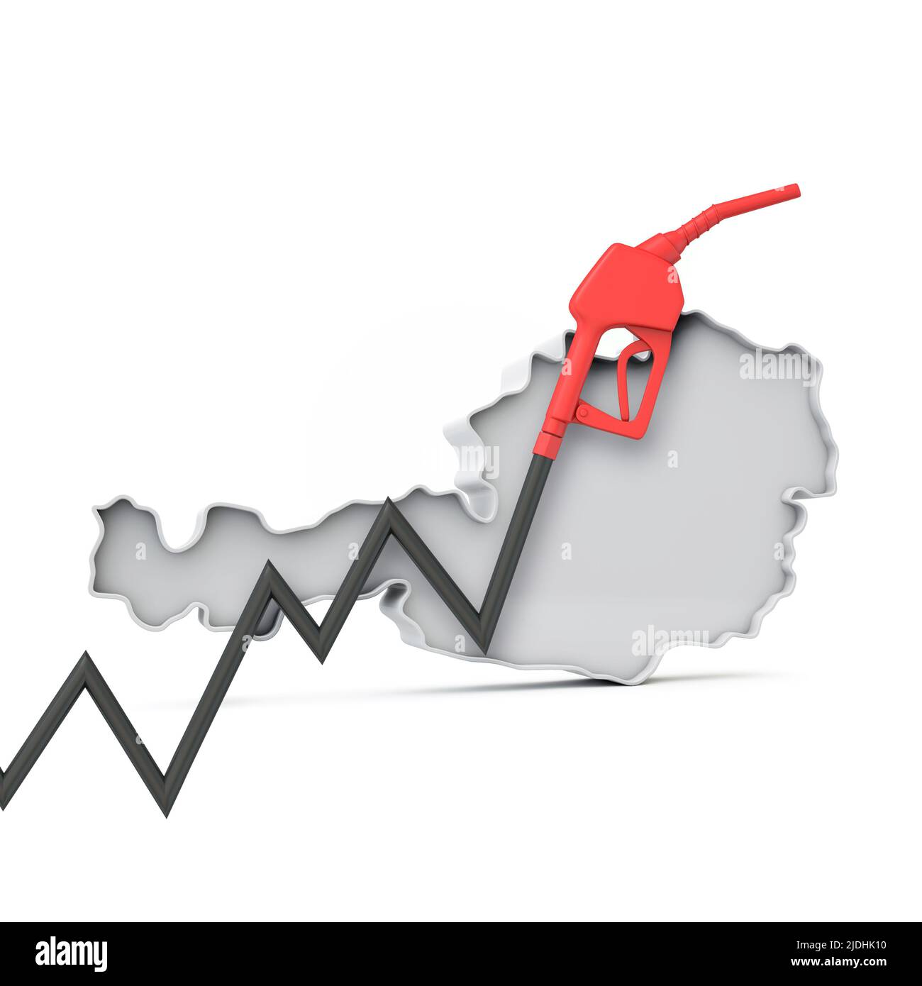 Rising cost of petrol and fuel in austria concept. 3D Rendering Stock ...