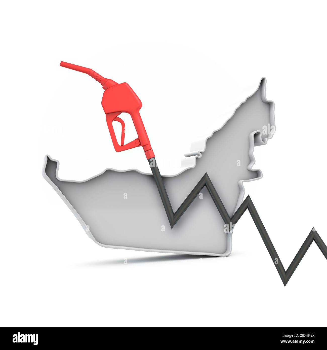 Rising cost of petrol and fuel in uae concept. 3D Rendering Stock Photo ...