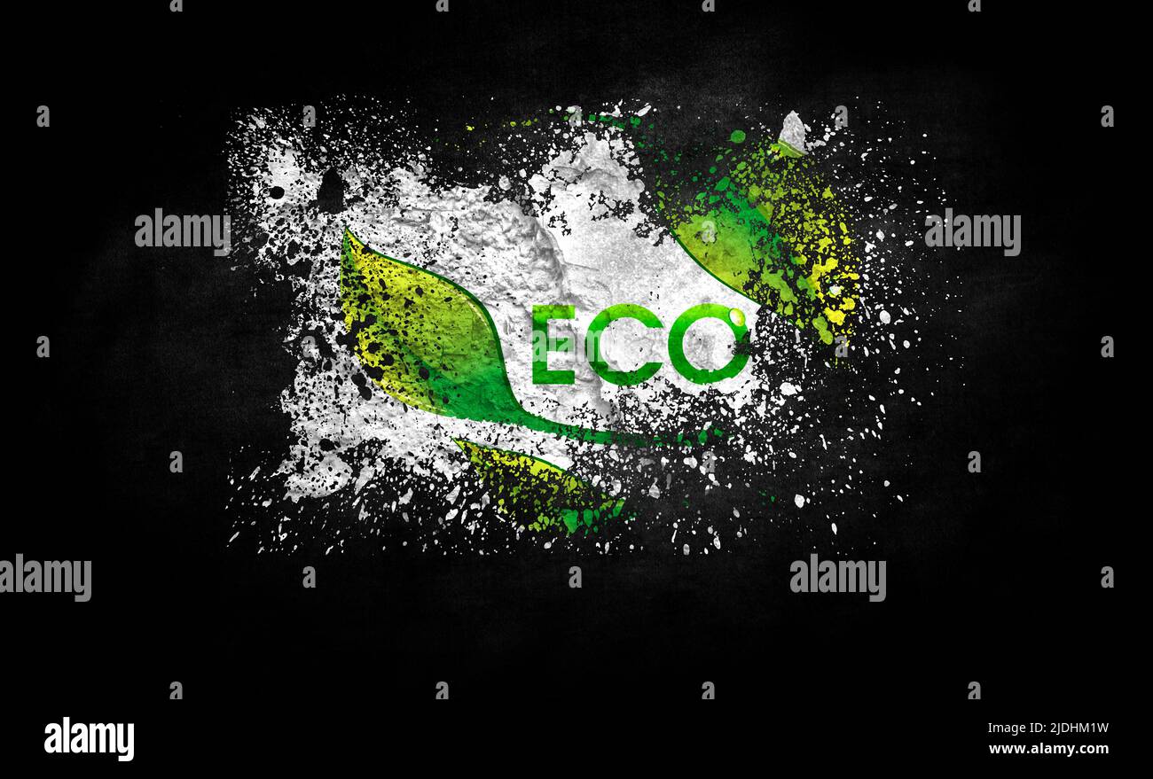 brush painted flag of Plant protection green ecological logo isolated ...