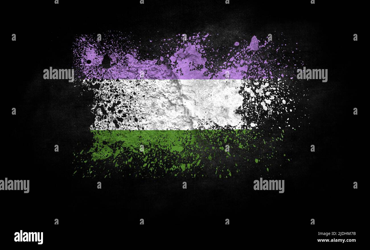 brush painted flag of Genderqueer pride isolated on black background ...