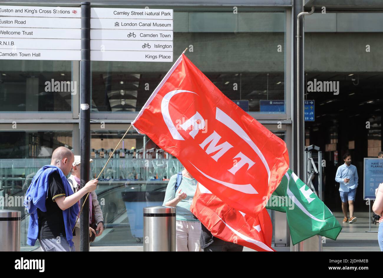 RMT picket line outside St Pancras station on June 21st, the first day ...