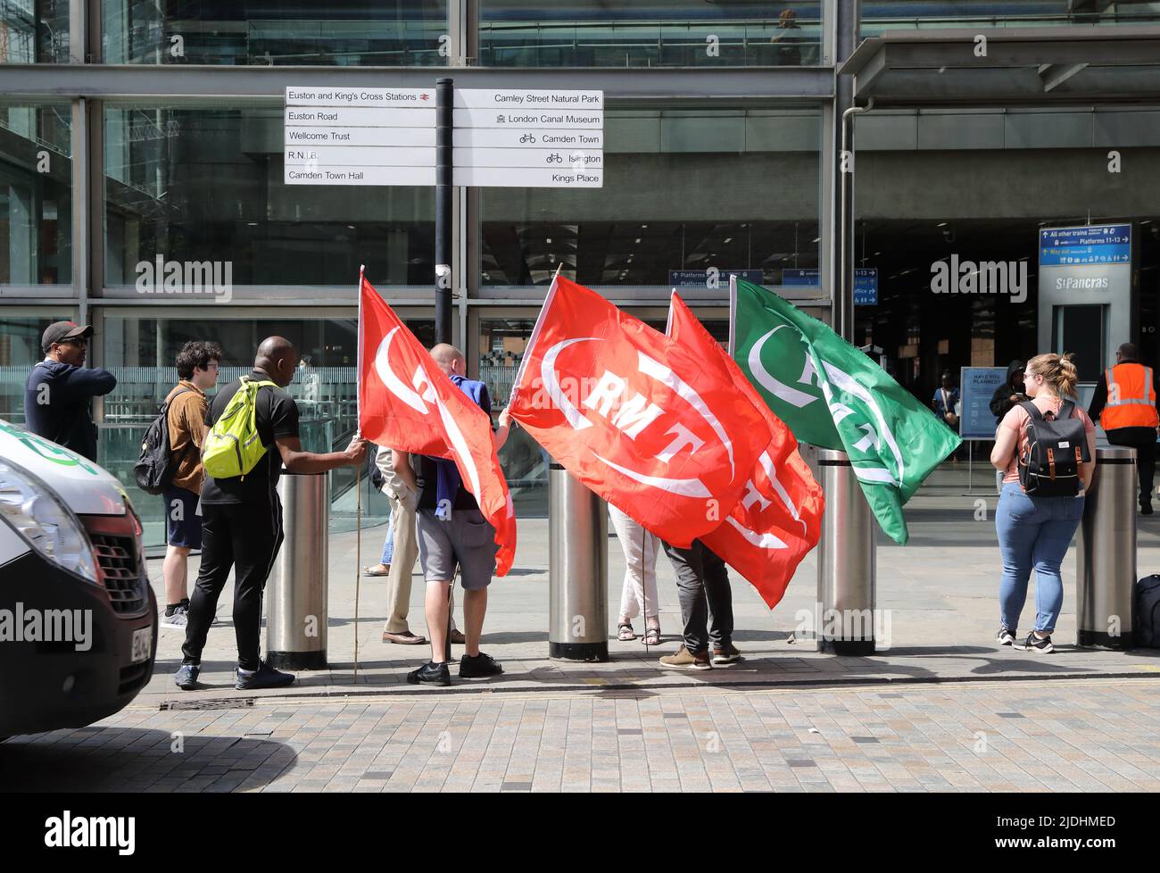 RMT picket line outside St Pancras station on June 21st, the first day ...