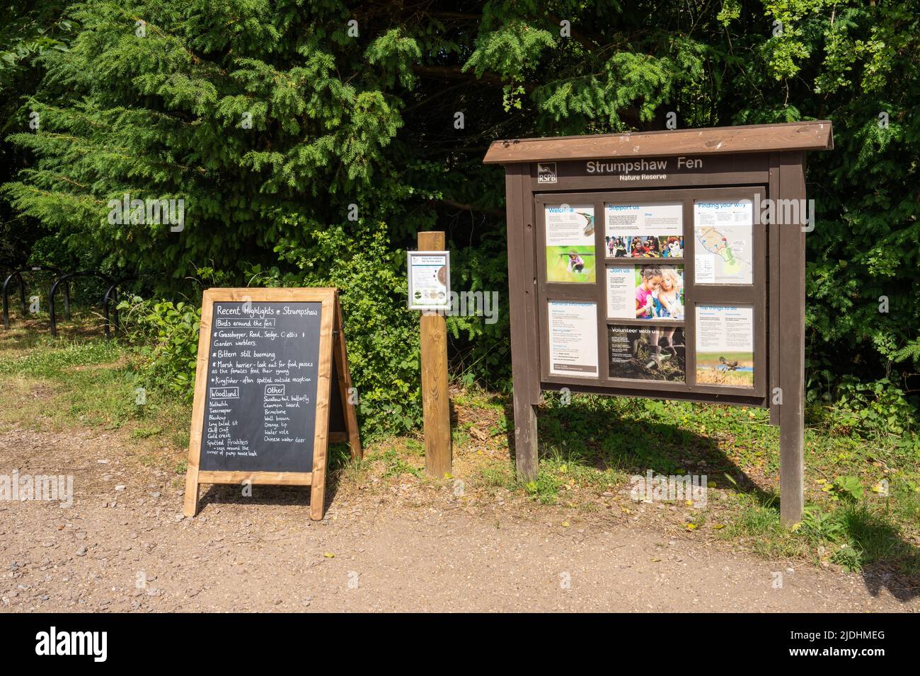 Strumpshaw Fen Norfolk England notice board at the entrance to the ...
