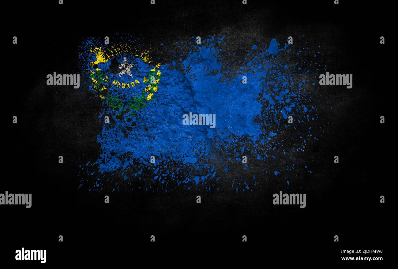 brush painted flag of State of Nevada isolated on black background ...
