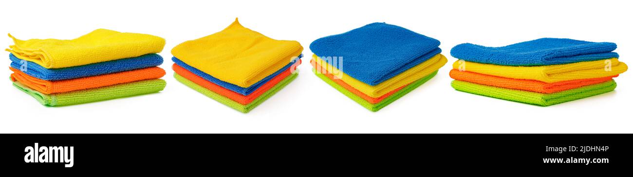 Colored rags for cleaning isolated on white Stock Photo - Alamy