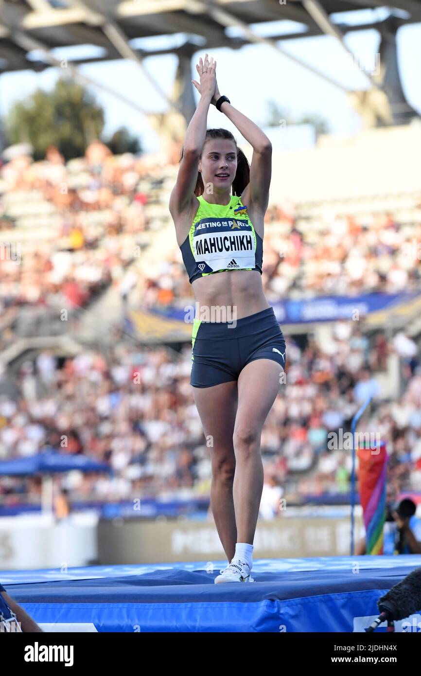 Yaroslava Mahuchikh (UKR) celebrates after winning the women's high ...