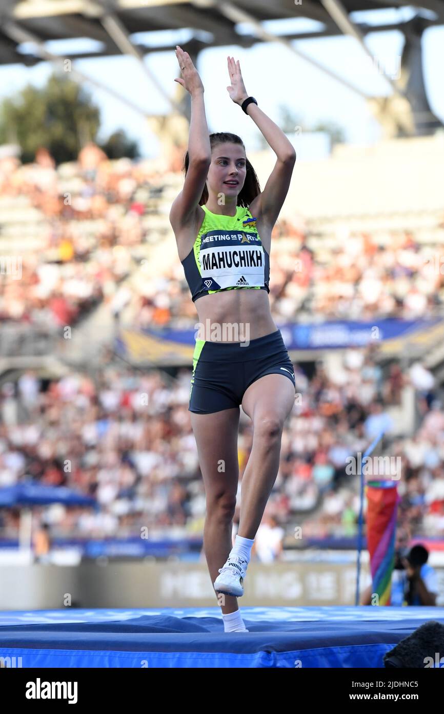 Yaroslava Mahuchikh (UKR) celebrates after winning the women's high ...