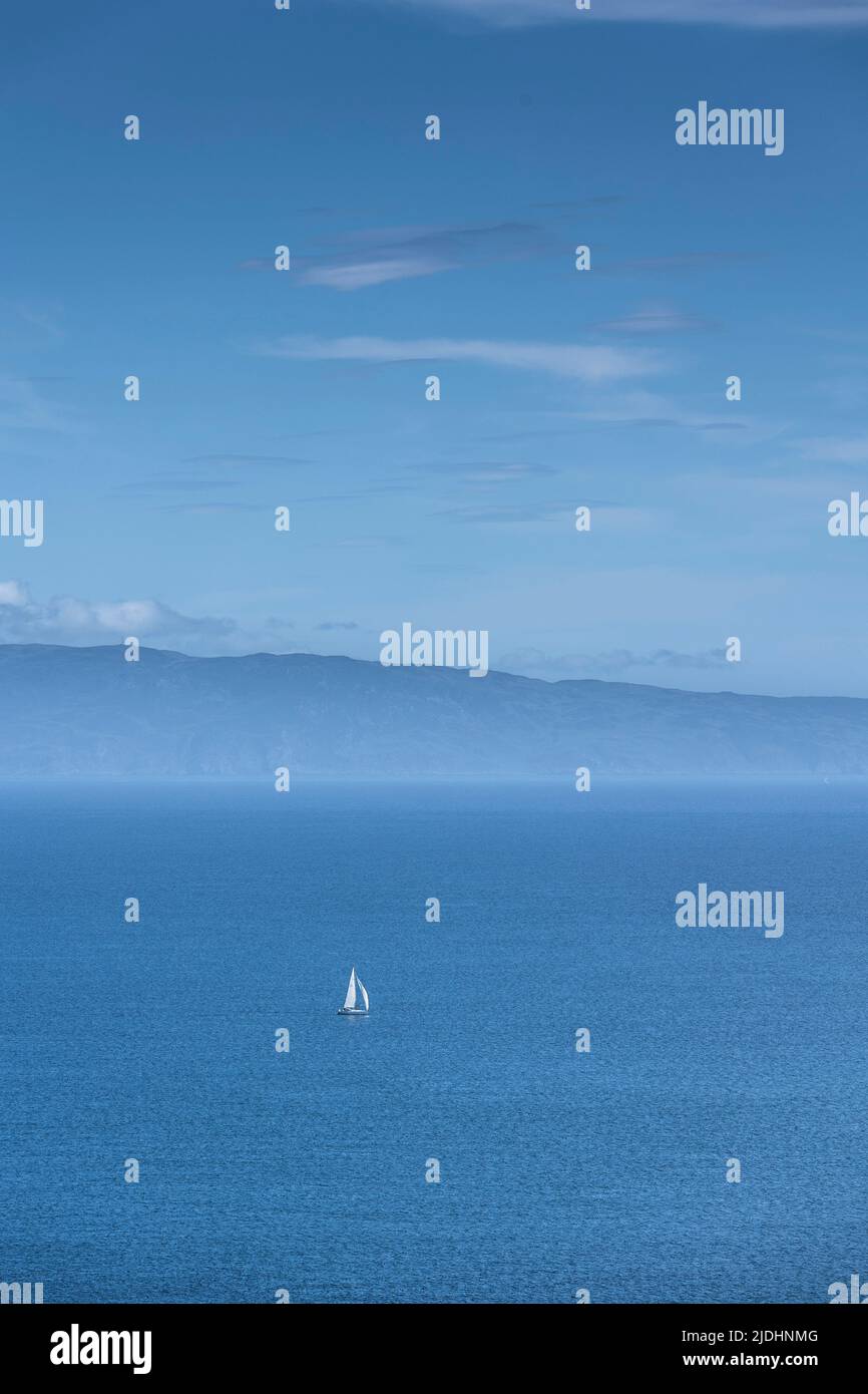 A Sailboat in the North Channel between Northern Ireland and Scotland ...