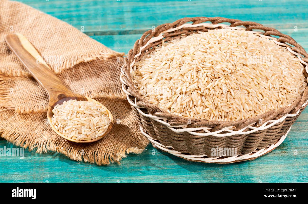 Organic Raw Brown Rice - Basic Cereal For Food Stock Photo - Alamy