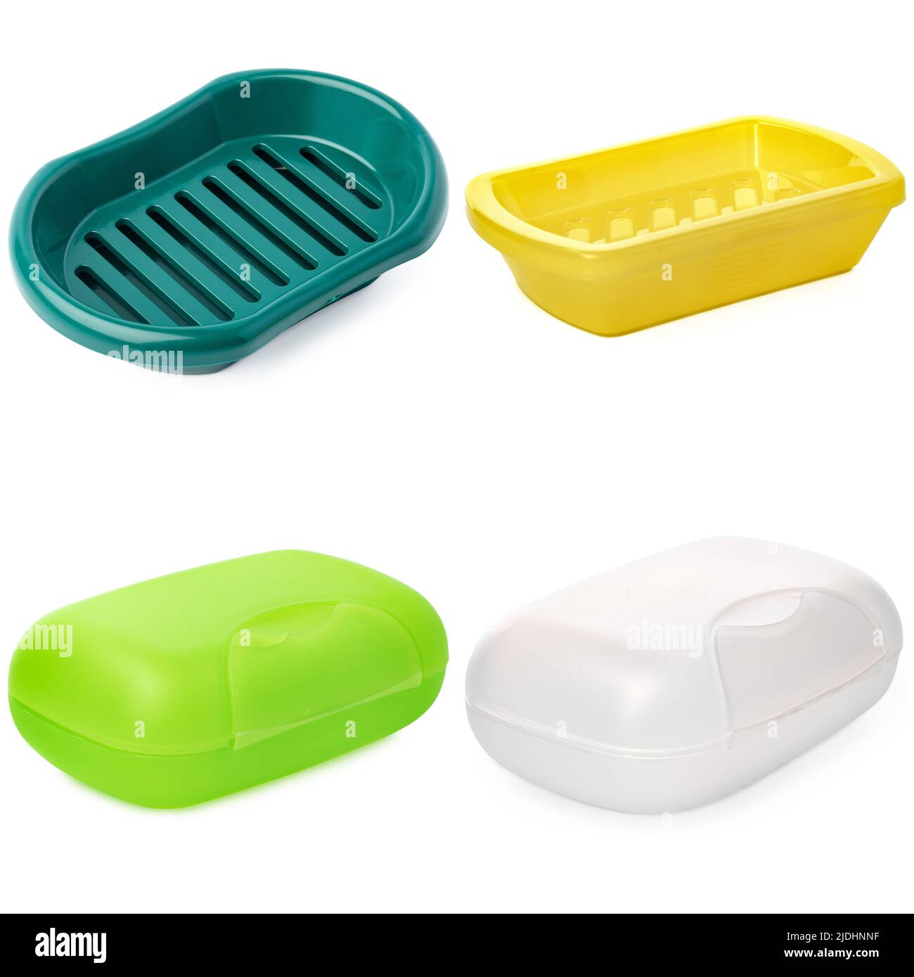 Plastic soap boxes on a white background Stock Photo - Alamy
