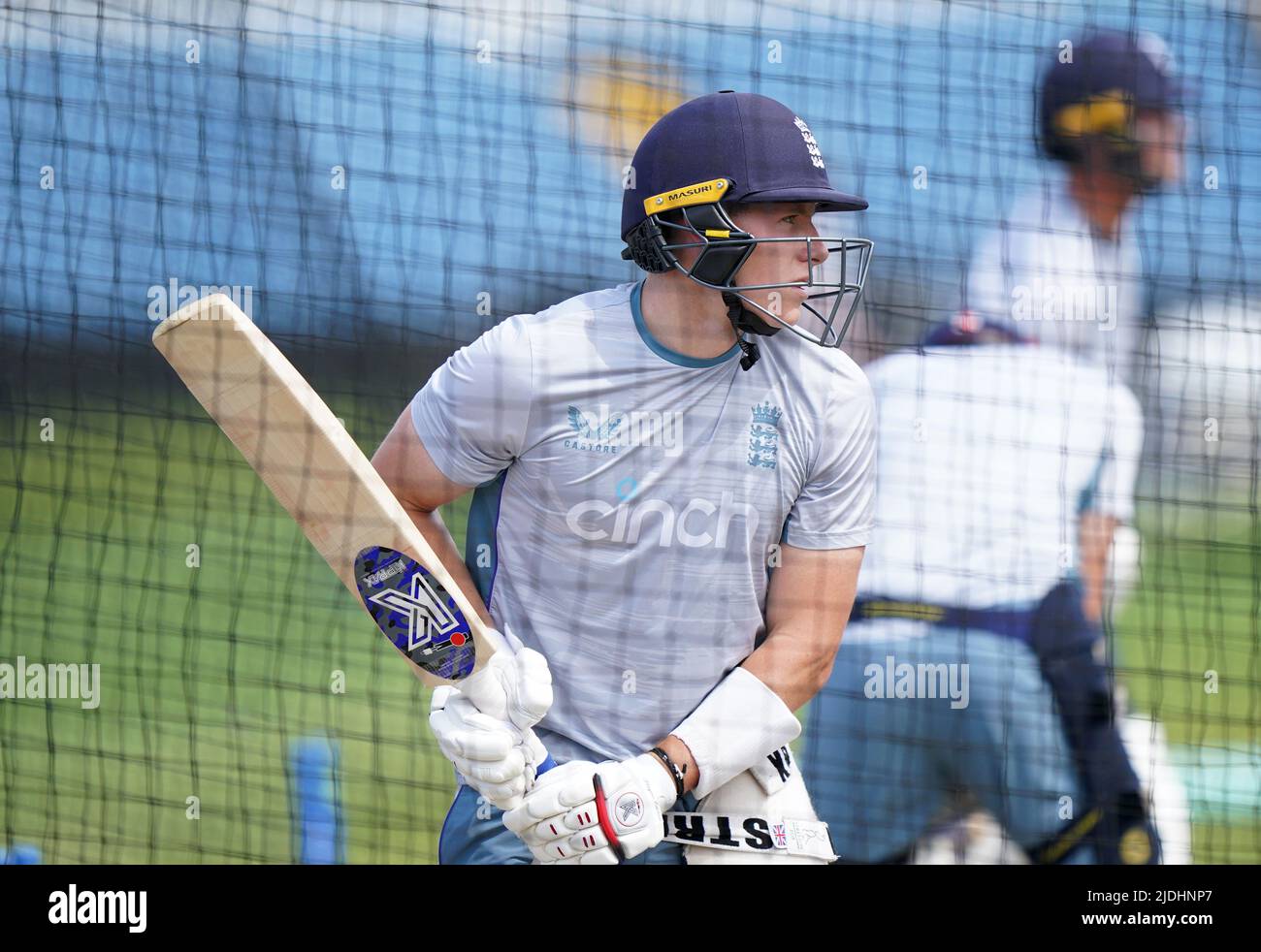 England's Matthew Potts batting during a nets session at Emerald ...