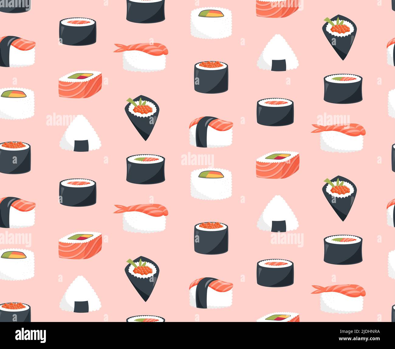 Seamless pattern with sushi design. Cute vector illustrations Stock ...