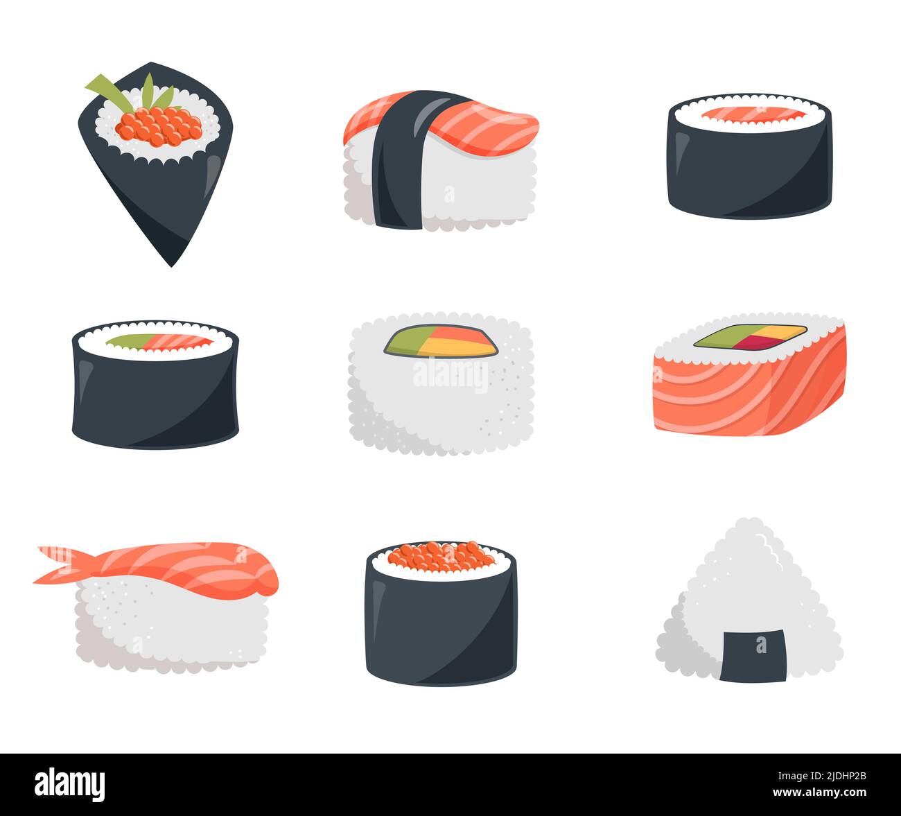Sushi design elements collection. Cute vector illustrations Stock ...