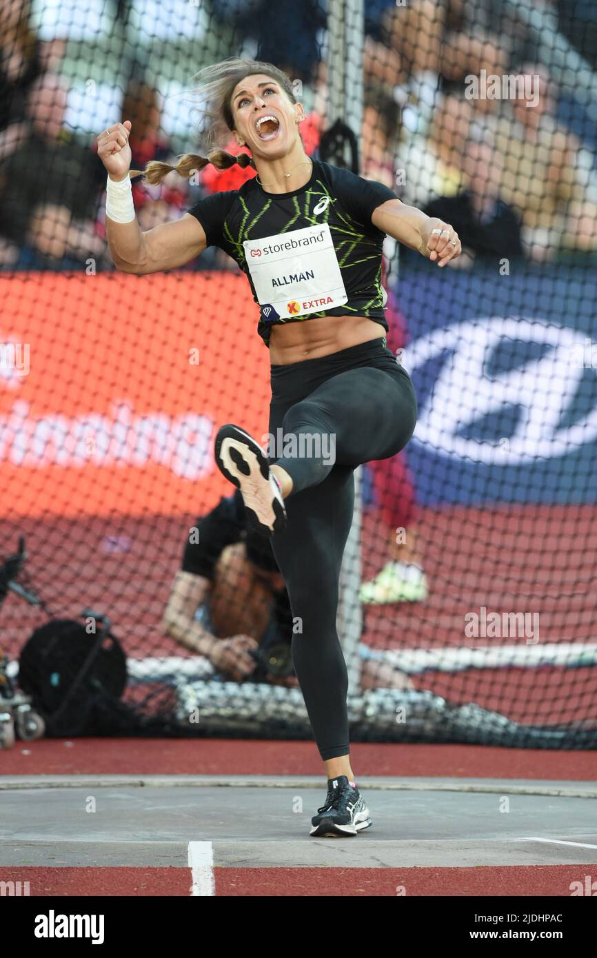 Valarie Allman (USA) places second in the women's discus at 216-3 (65 ...