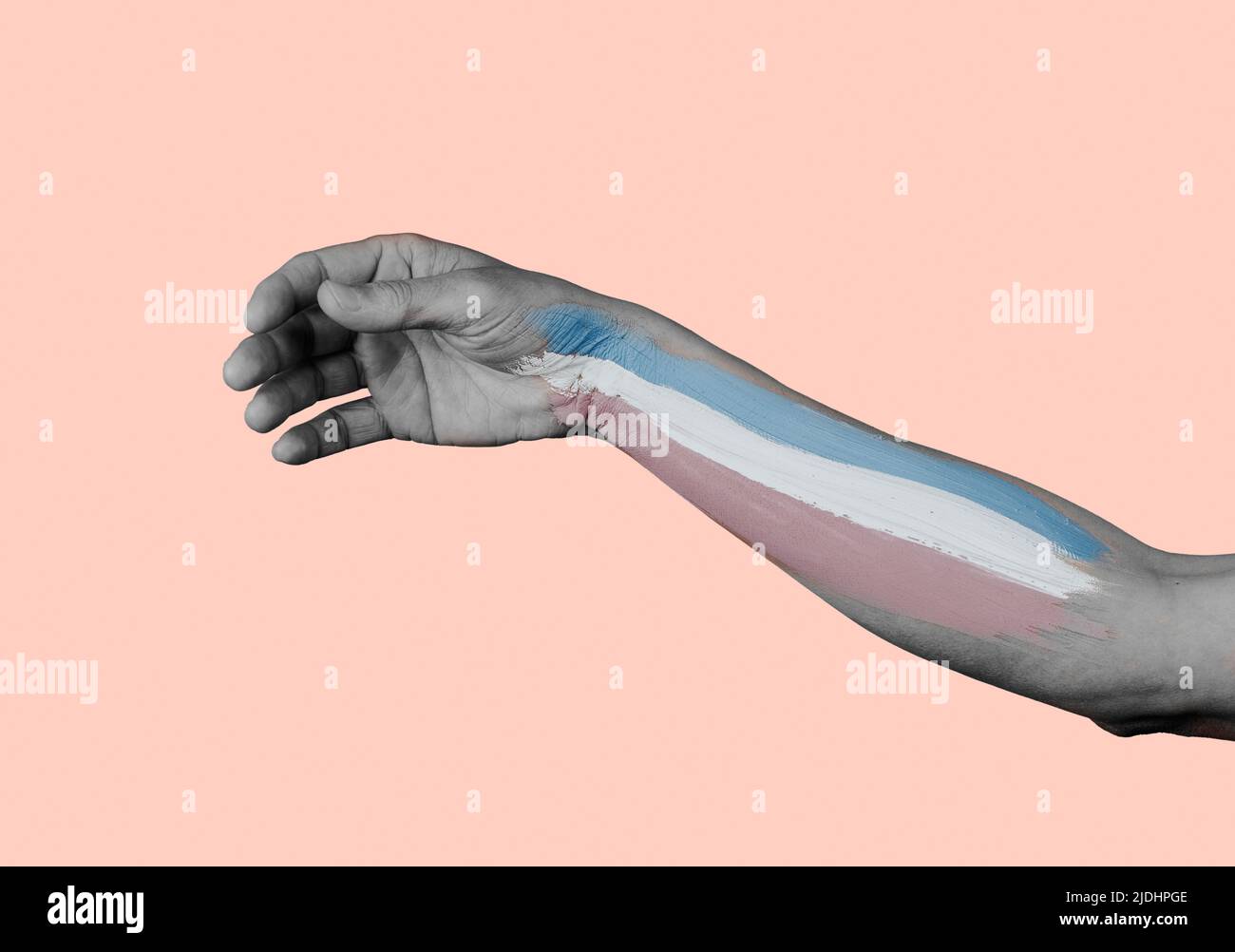 closeup of the arm of a person, in black and white, with the ...