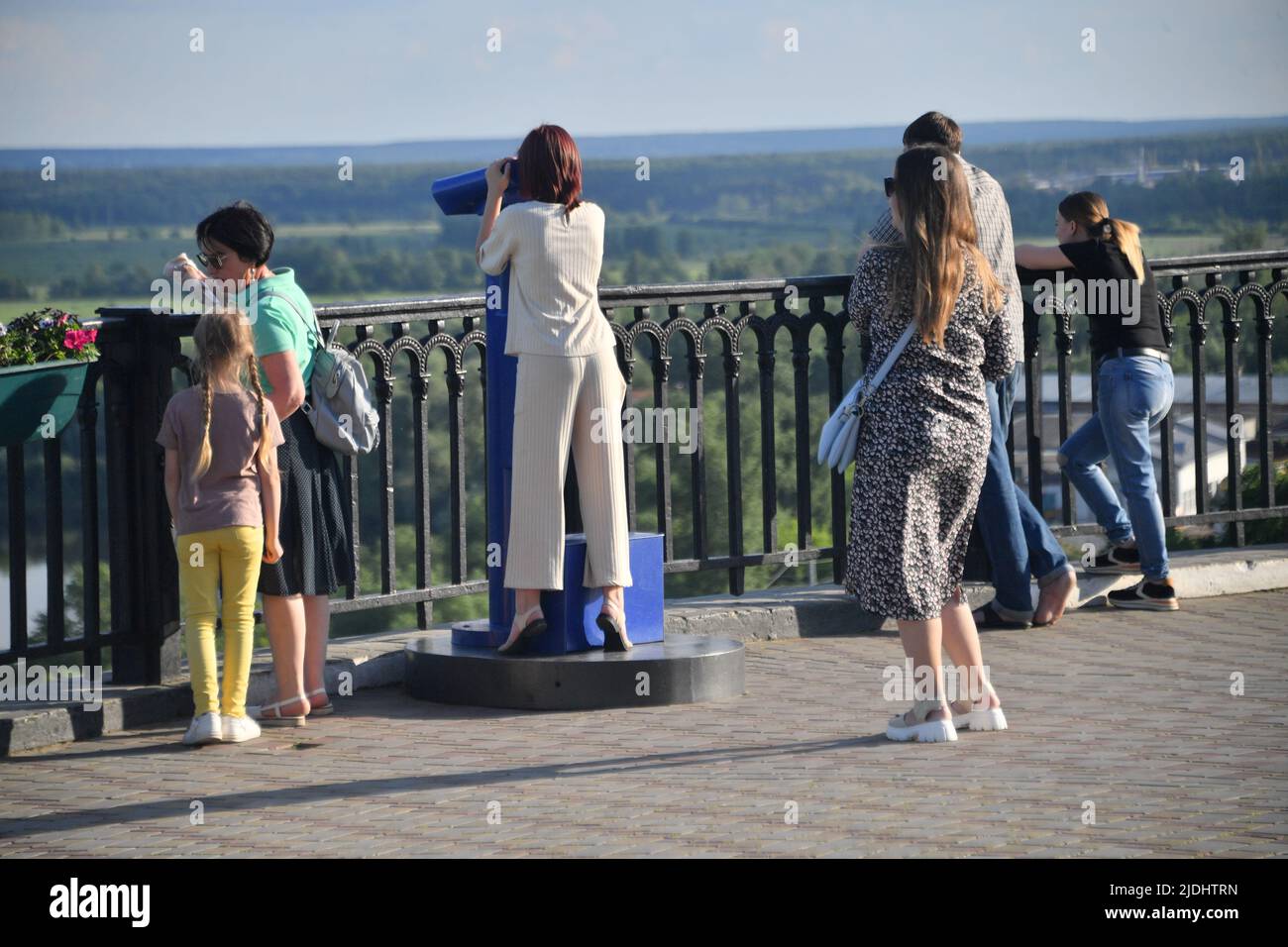 Vladimir. Citizens on the survey platform in the park of Pushkin Stock ...