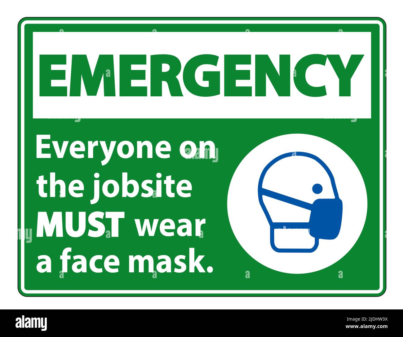 Emergency Wear A Face Mask Sign Isolate On White Background Stock ...