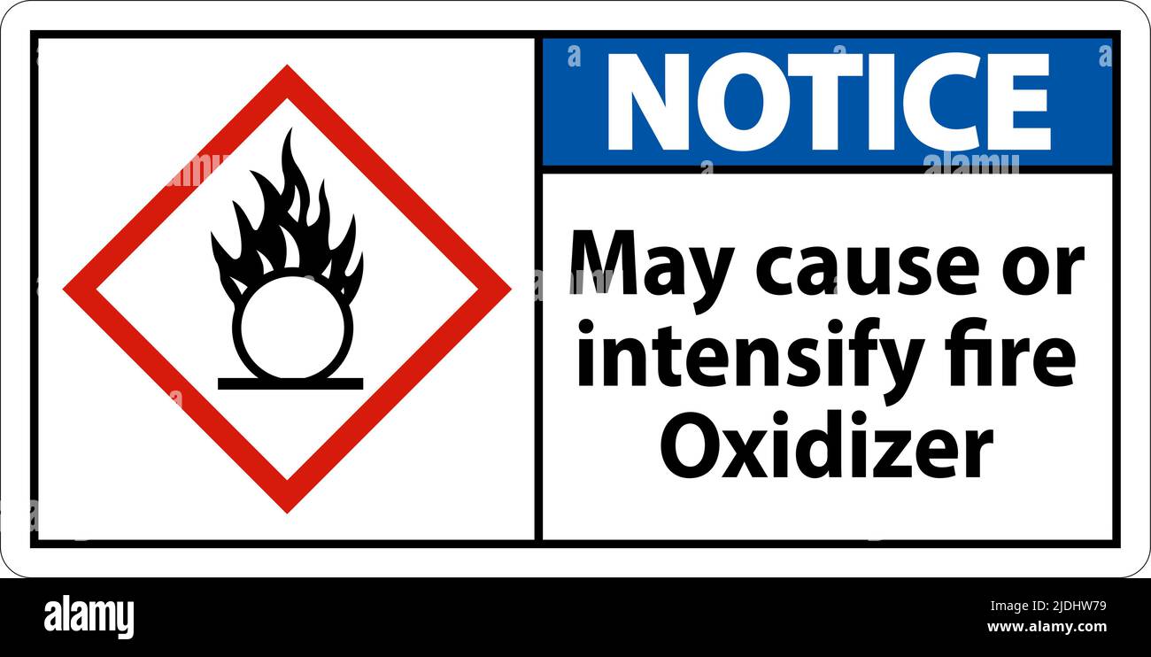 Notice May Cause Or Intensify Fire GHS Sign On White Background Stock ...