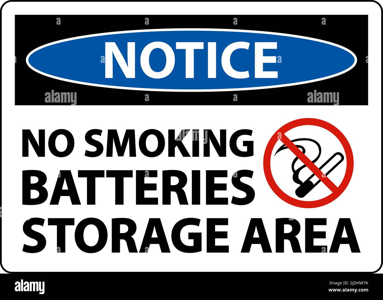 No Smoking Battery Storage Area Sign On White Background Stock Vector ...