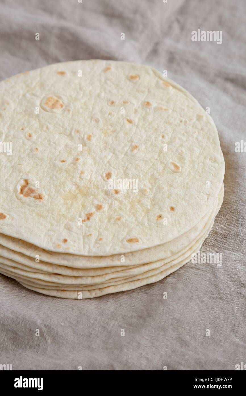 Homemade Mexican Corn Tortillas in a Stack, side view Stock Photo - Alamy