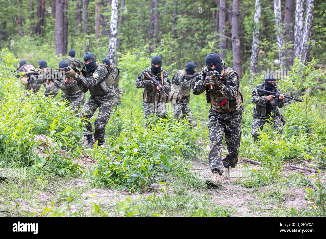 Bucha, Ukraine. 17th June, 2022. Territorial defense fighters with ...